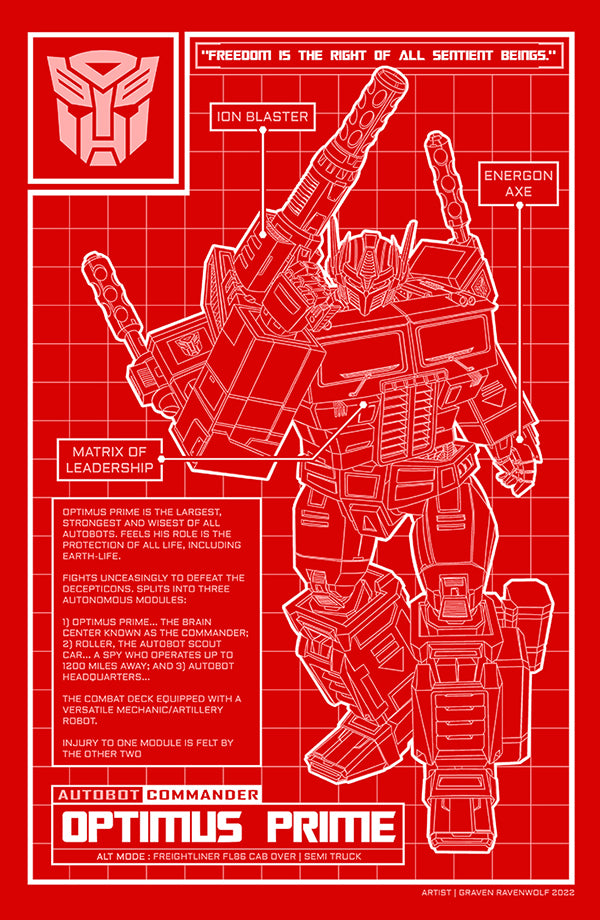 OPTIMUS PRIME (Blueprint) – Transformers | Print (11" x 17") – Digital ...