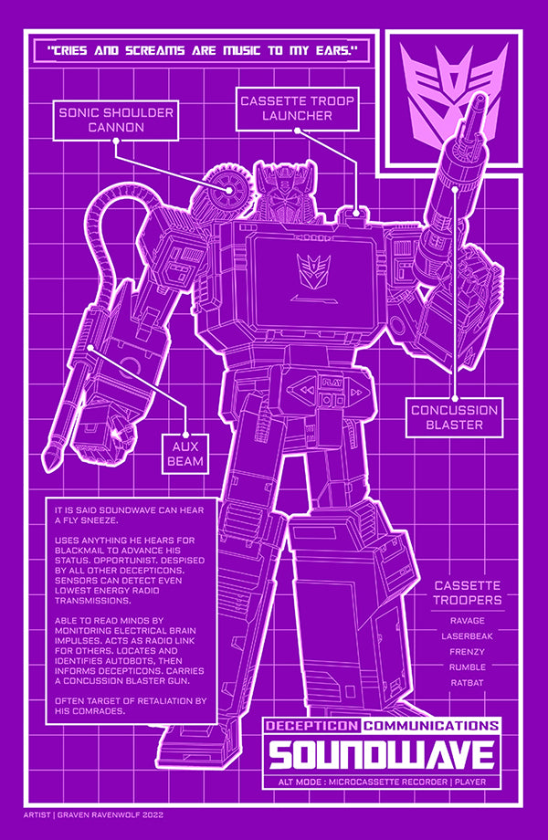 SOUNDWAVE (Blueprint) – Transformers | Print (11" x 17") – Digital Warpaint